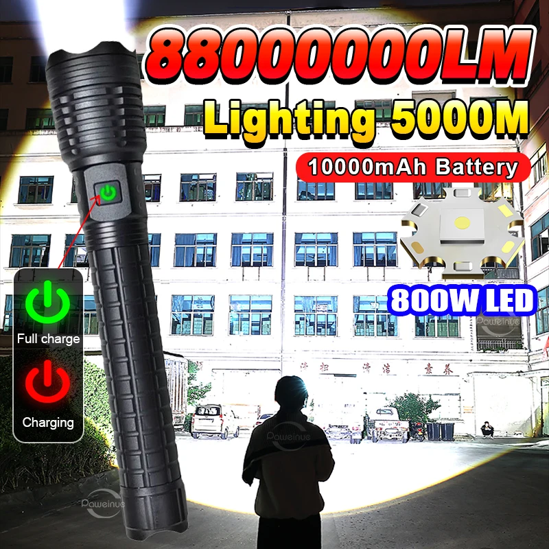 Newest-800W-LED-Flashlight-USB-Rechargeable-Torch-8800000LM-High-Power ...