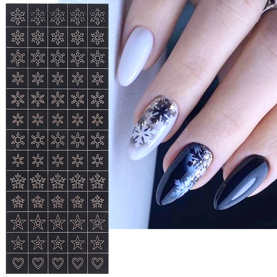 Airbrush-Nail-Art-Stencil-Stickers-Snowflake-Christmas-Prints-Template ...