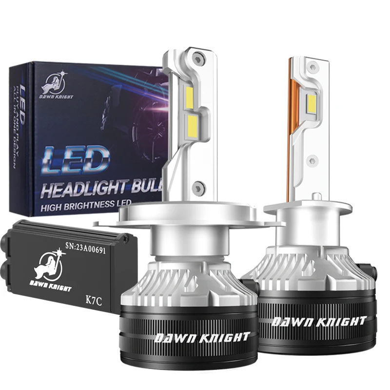 Dawnknight k7c 4300k h4 h1 h7 led farol 3 tubo de cobre luzes led para o carro h11 hb3 9005 hb4 ...