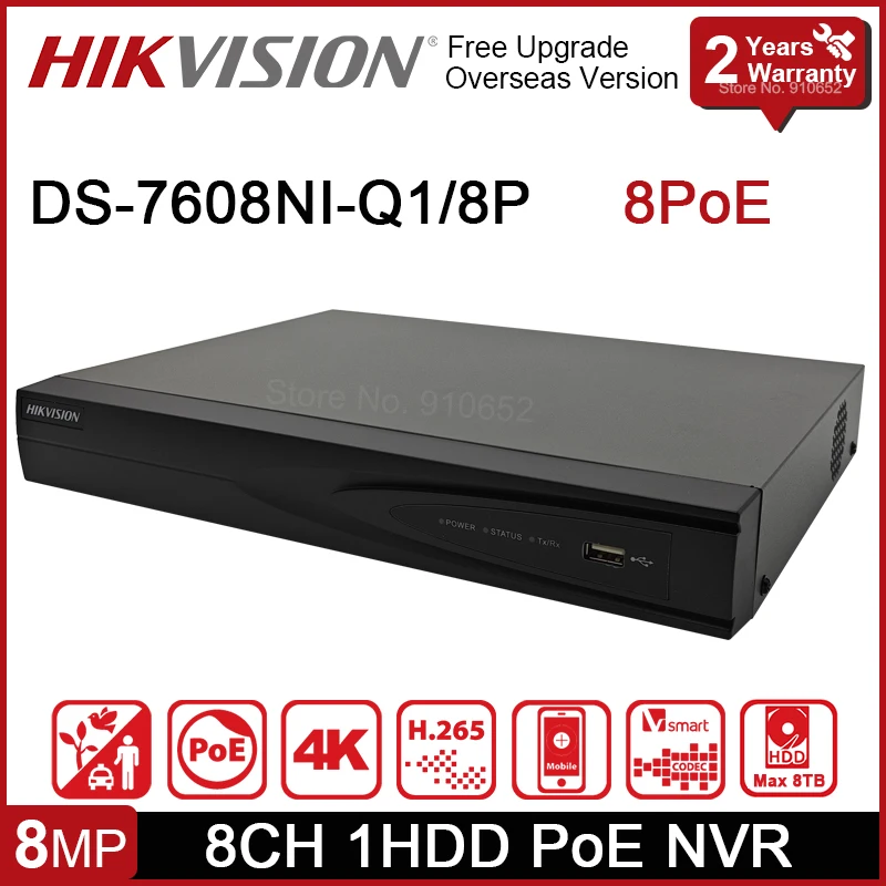 Original-Hikvision-DS-7608NI-Q1-8P-8CH-4K-8-POE-NVR-8MP-H-265-Network ...
