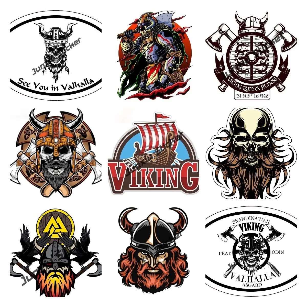 Personalized-Bearded-Viking-Skull-Vinyl-Decal-Norse-Bumper-Sticker-for ...