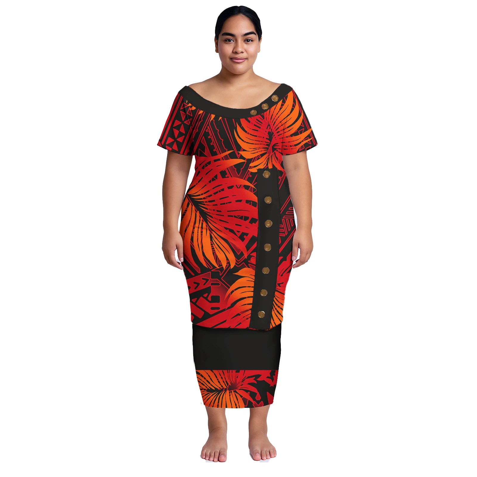 Pacific Island Art Design Custom Ladies Plus Size Dress Samoa ...