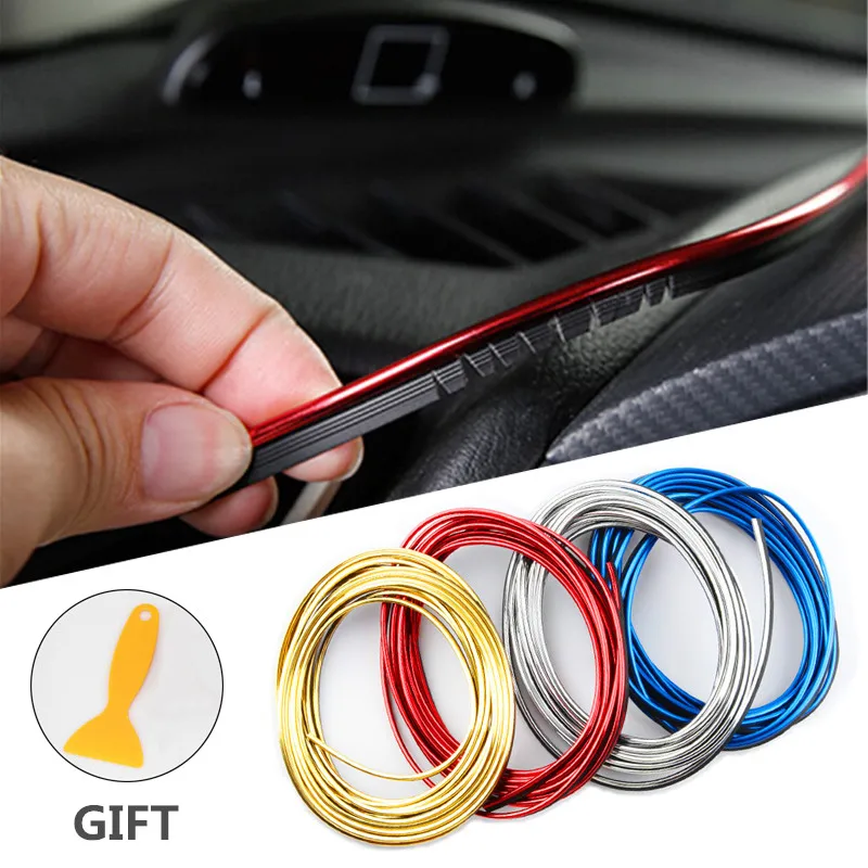 5m Car Styling Universal DIY Flexible Interior Moulding Trim Strips Car ...