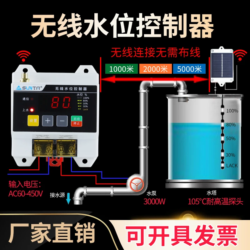 Fully-automatic-wireless-remote-water-level-controller-water-tower-220V ...
