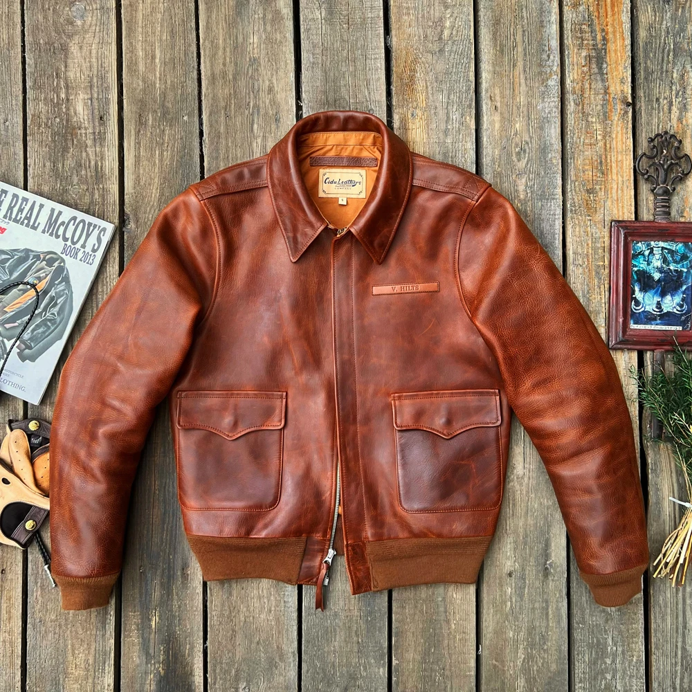 YR!Free shipping.No.1 classic style Us Air force leather jacket.A-2 ...