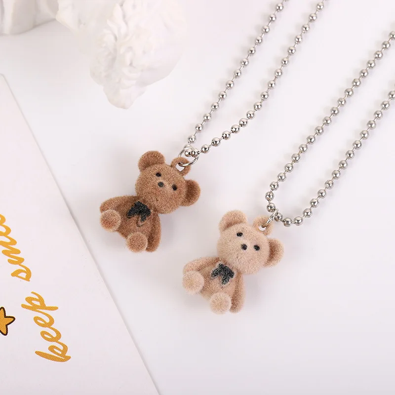 Korean-Fashion-Cute-Plush-Bear-Pendant-Womens-Necklace-for-Girls-Female ...