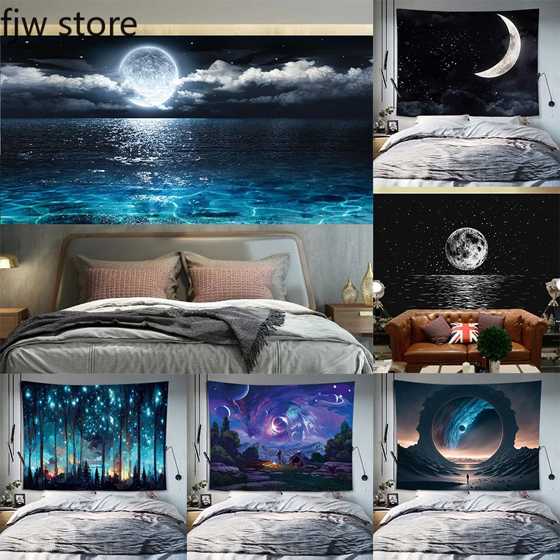 Night-scene-starry-sky-tapestry-home-decoration-bedroom-dormitory-room ...