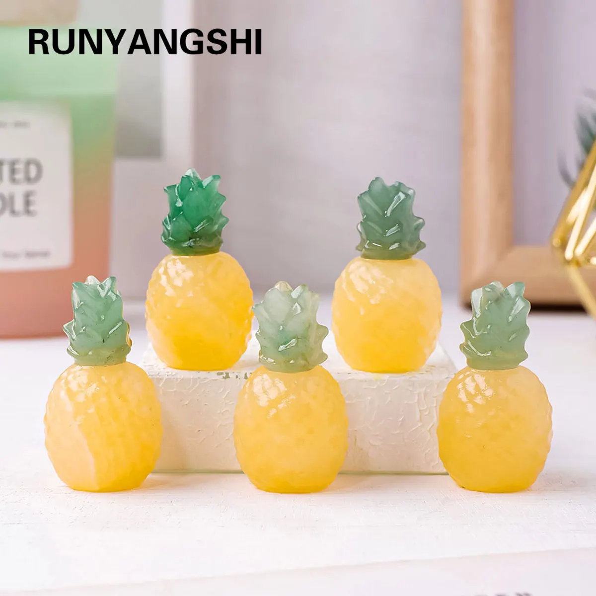 1PC Natural Crystal Yellow Calcite Fruit Carved Shape Polished Healing ...