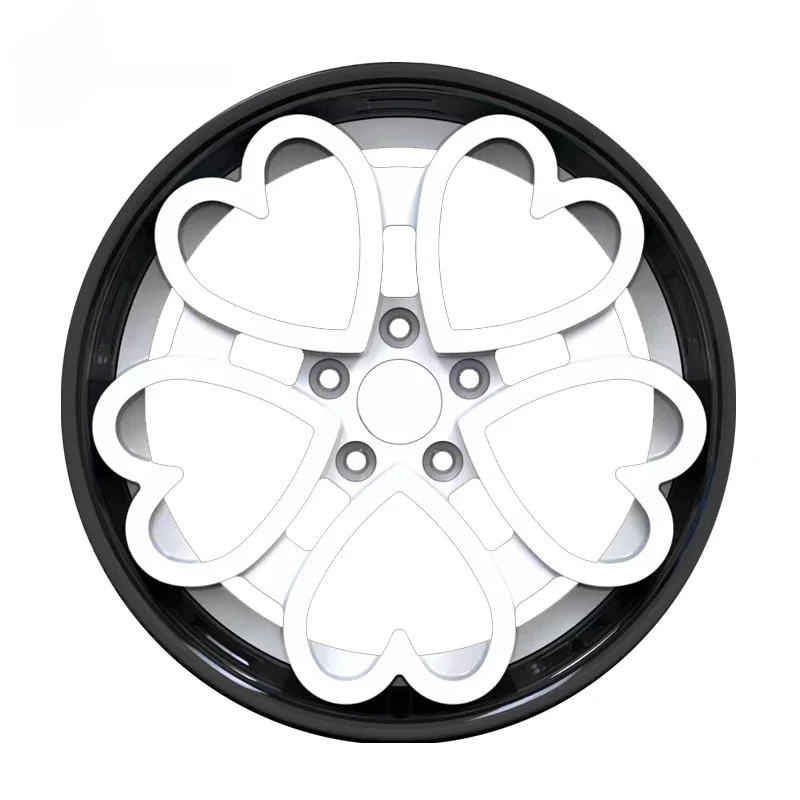 Pengzhen-customized-2-piece-forged-black-white-rims-with-hearts-shaped ...