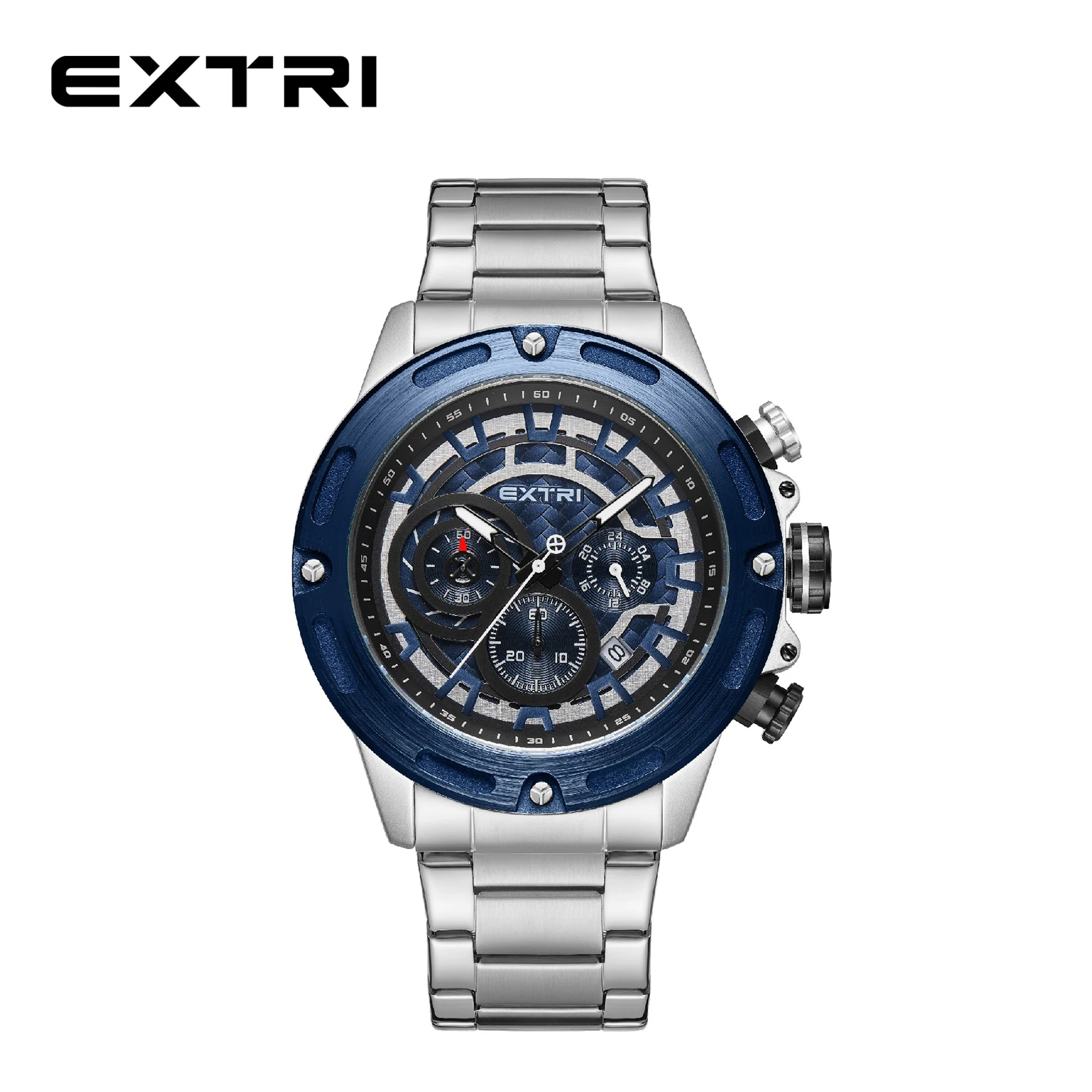 Extri 2023 New Design Stainless Steel Blue Bezel Heavy Luxury Brand Original Chronograph Watches ...