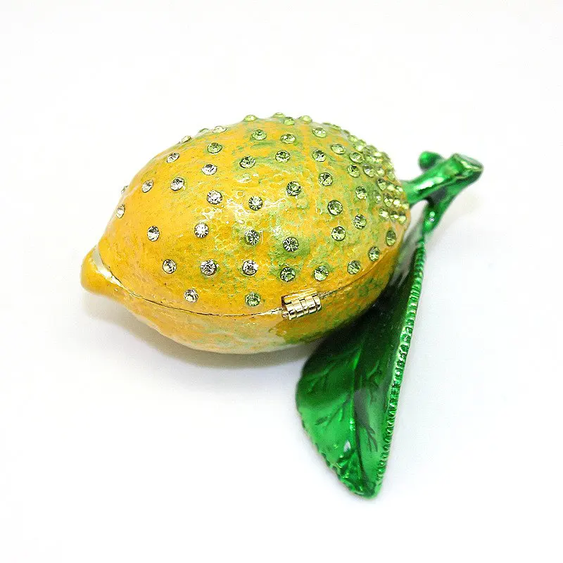 SHINNYGIFTS-Pewter-Fruit-Lemon-Shape-jewelry-box-with-diamond-for-gifts ...
