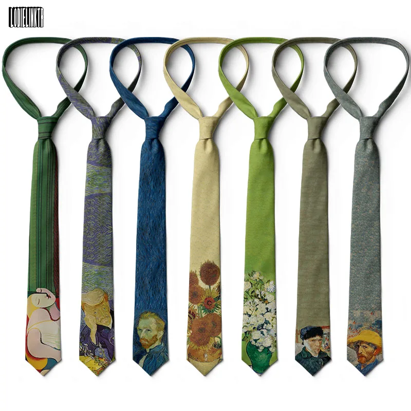 Retro Art Oil Painting 8cm Wide Polyester Tie Famous Van Gogh Self ...