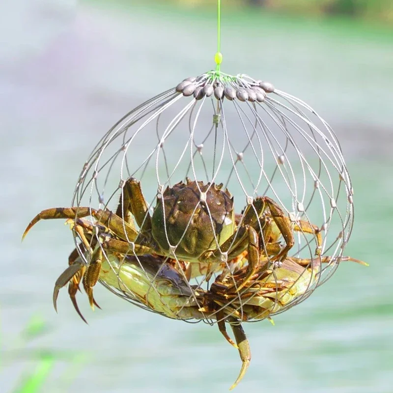 Fishing-Net-Cage-Automatic-Open-Closing-Wire-Fish-Crab-Trap-Net-Steel ...