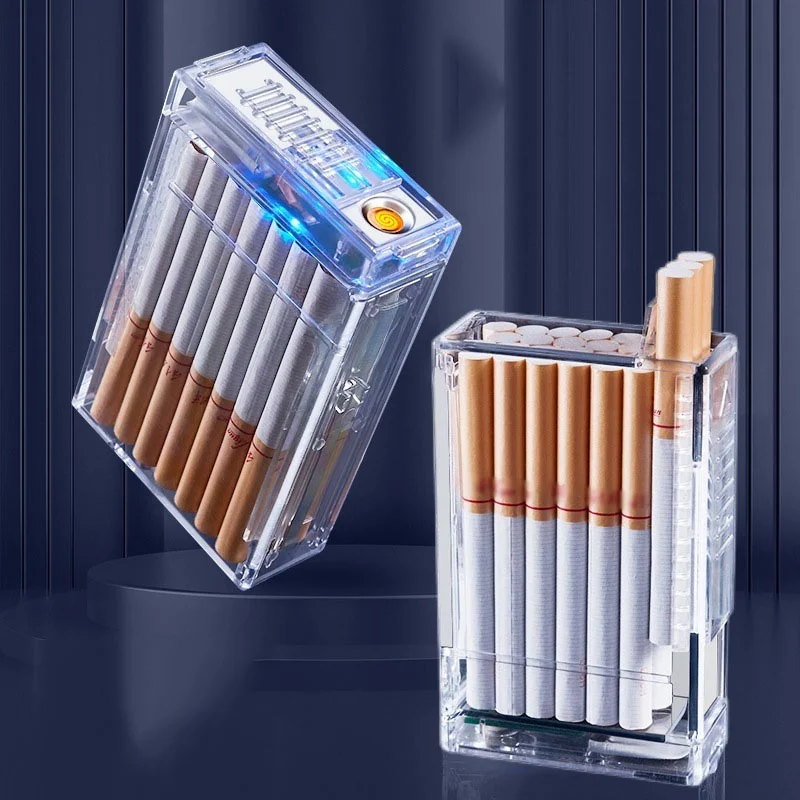 Estuche-de-cigarrillos-transparente-con-mechero-USB-desmontable-caja-de ...