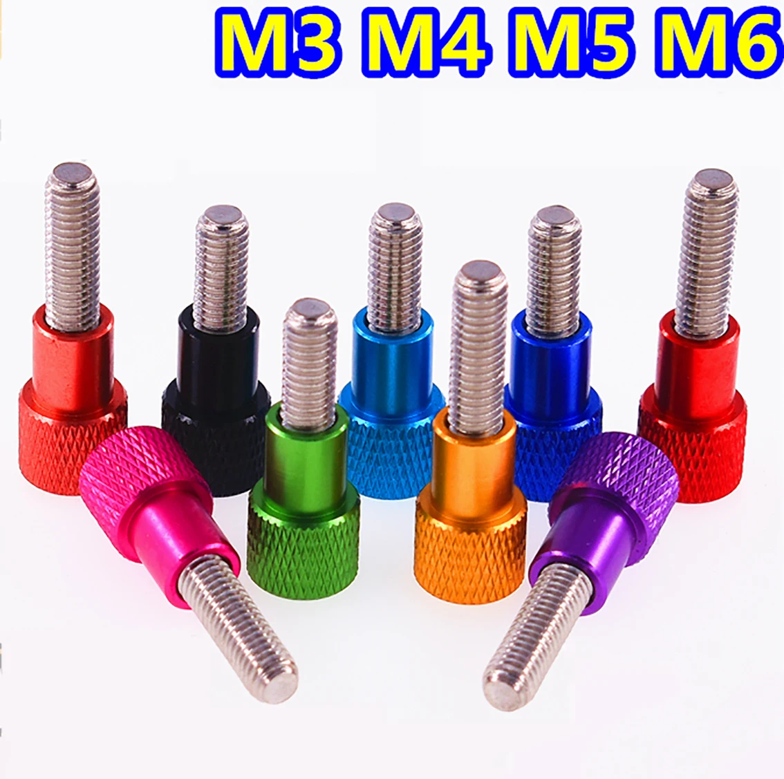 1Pcs-Colourful-Thumb-Screw-M5-Aluminum-Alloy-Stainless-Steel-Flat-Head ...