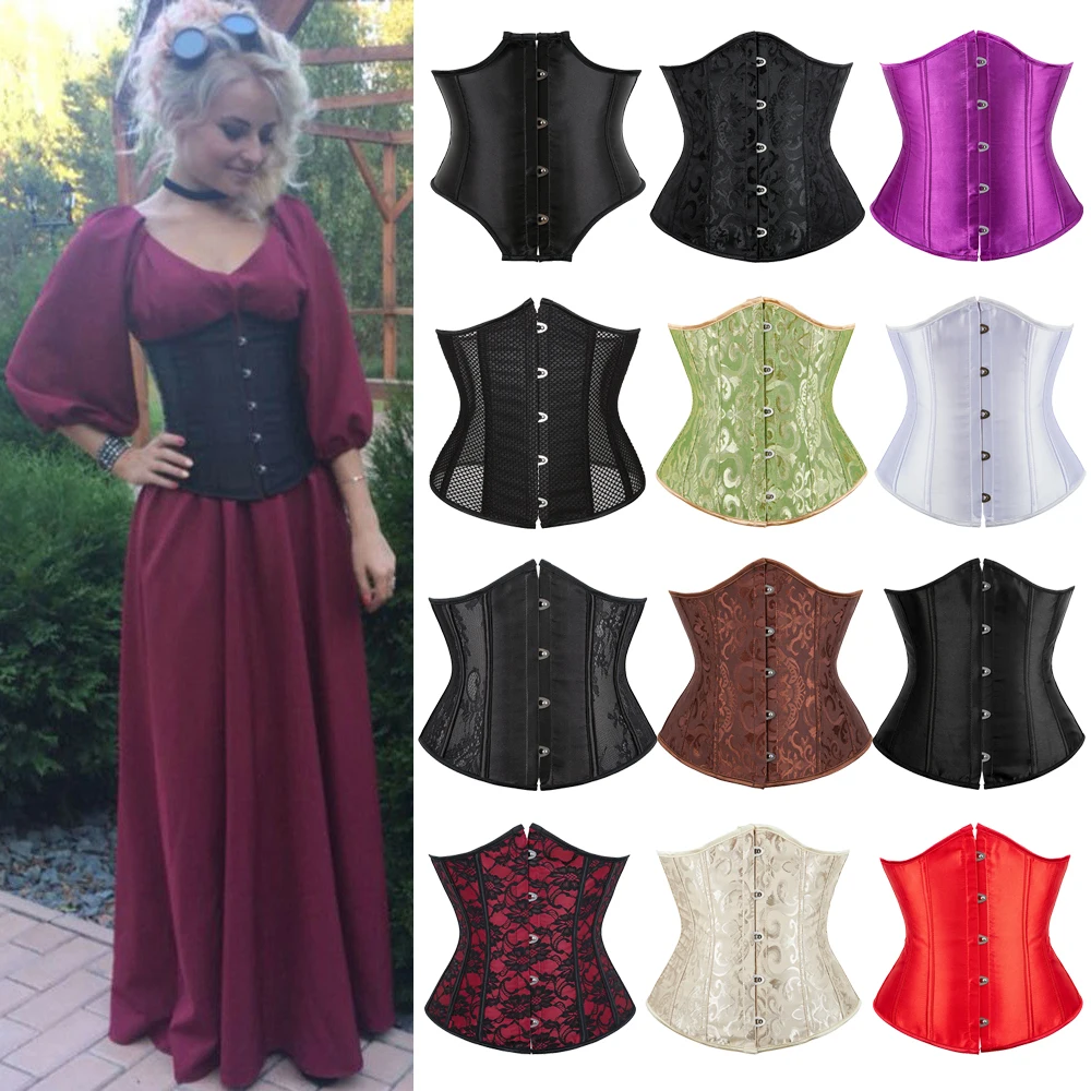 Women Gothic Sexy Underbust Corset Bustier Waist Cincher Slimming Body ...