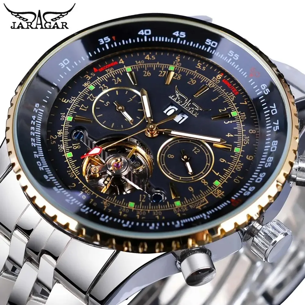 Jaragar 034 marca superior Retro azul reloj multifuncional automático ...