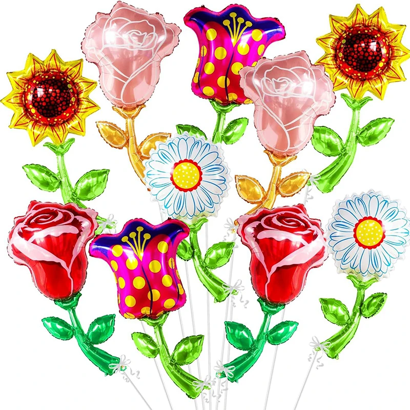Flower-Theme-Foil-Balloons-Rose-Flower-Sunflower-Baby-Shower-Wedding ...