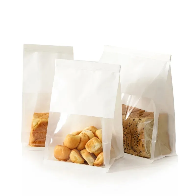 10pcs-White-Kraft-Paper-Bag-with-Clear-Window-Self-Seal-Toast-Bread ...