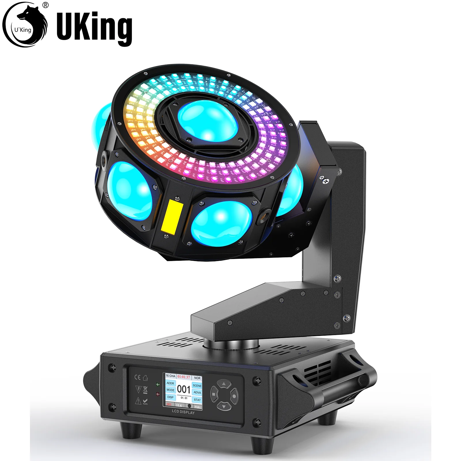 Projecteur LED à faisceau mobile U'King 160W 3 axes RGBW, haute ...