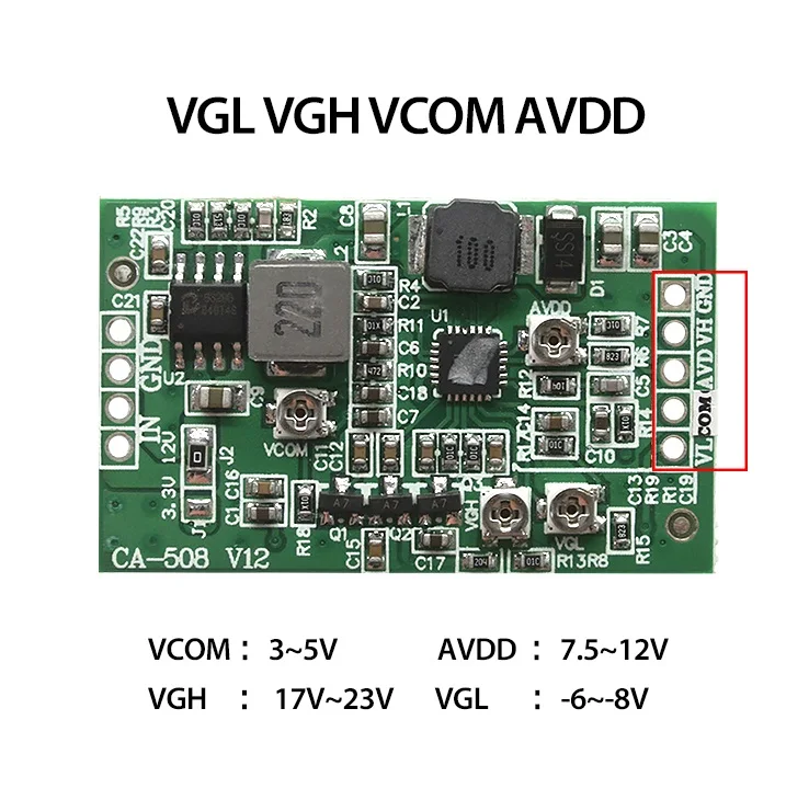 ブーストボードモジュール,lcdパネル,tcon vgl vgh vcom.avdd,調整可能な4チャンネル,CA 508 12v CA ...