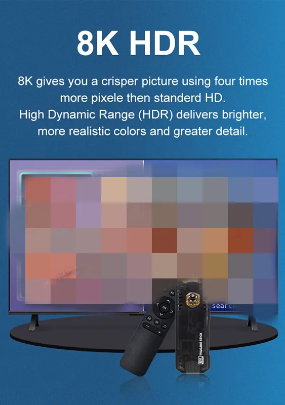 64 Go 10000game - Bâton de jeu vidéo X8 avec double manette sans fil, Android 5G, 8K, TV BOX ...