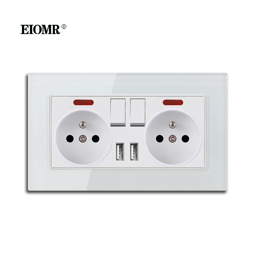 EIOMR-EU-Electrical-Sockets-with-USB-110-220V-16A-Wall-Power-Socket ...