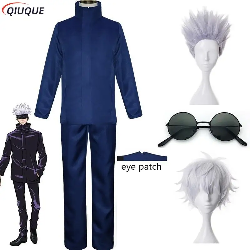 Anime Jujutsu Kaisen Gojo Satoru Cosplay kostüm üstleri pantolon göz ...