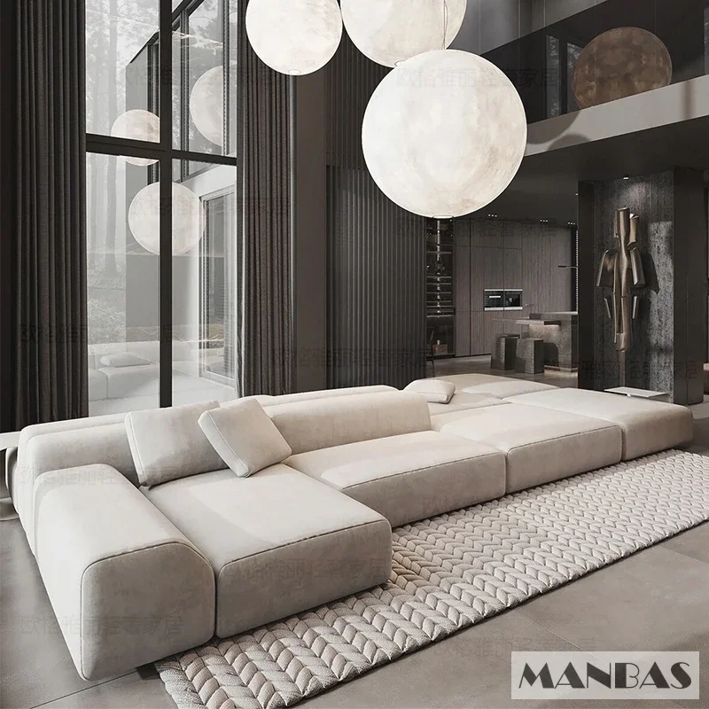 MANBAS Ghế sofa vải lớn cho phòng khách Khối đậu phụ Ghế dài bằng vải ...