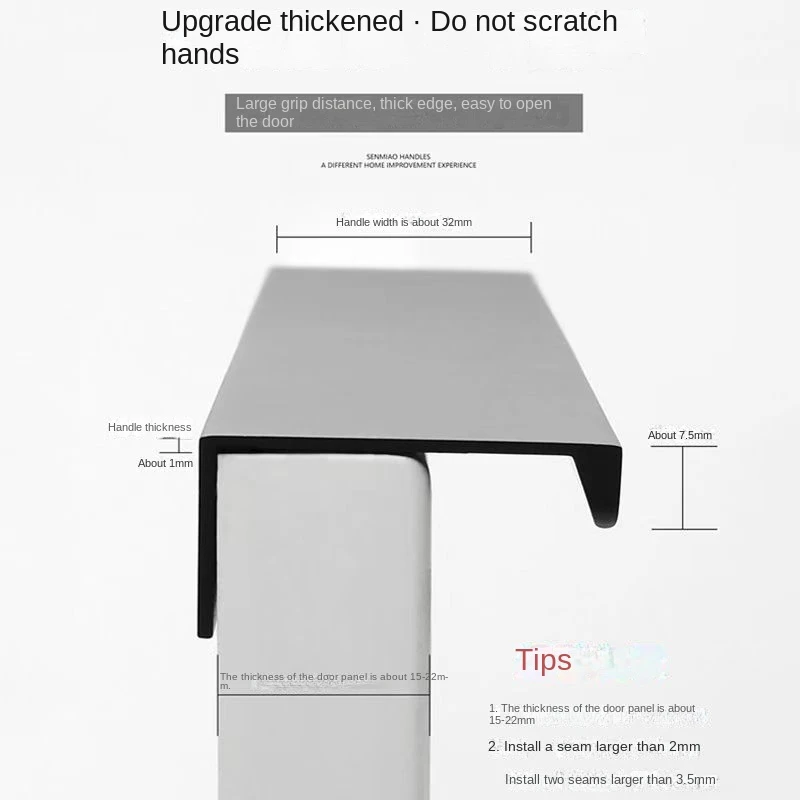 Black Silver Orange Gold Hidden Cabinet Handles Stainless steel Kitchen ...