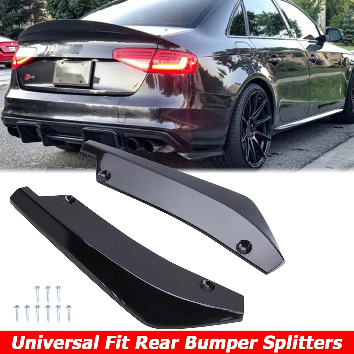 Rear Bumper Diffuser Splitter Canard Cover Sticker Body Kit For For ...