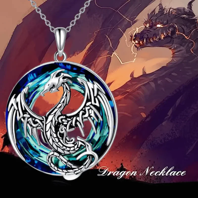 Delicate-Luxury-Round-Crystal-Dragon-Necklace-For-Men-Banquet-Rave ...