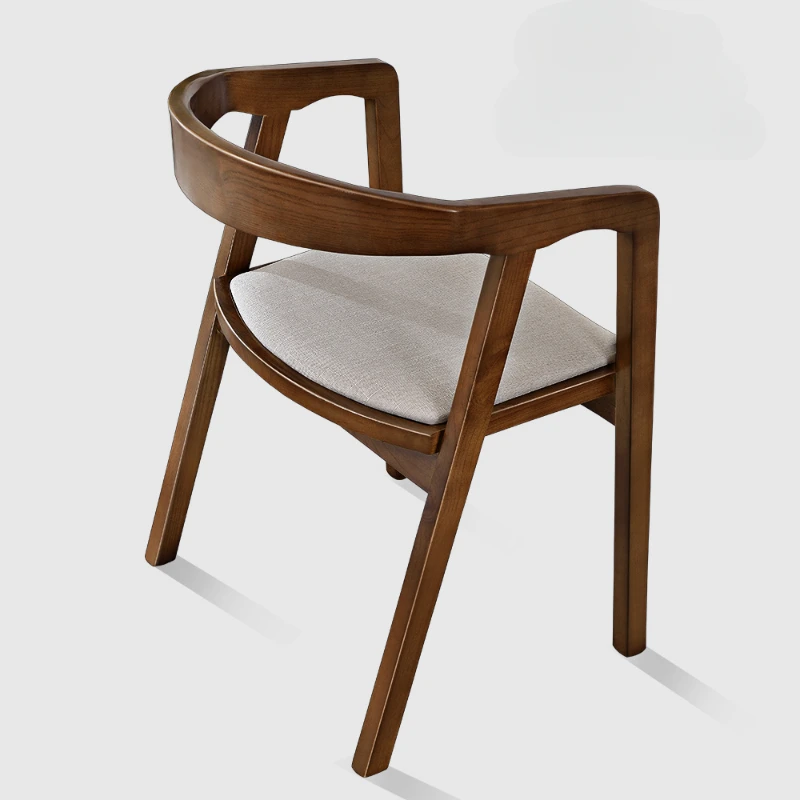 Solid Wood Curved Backrest Dining Chairs with Cream or Ash Woven ...