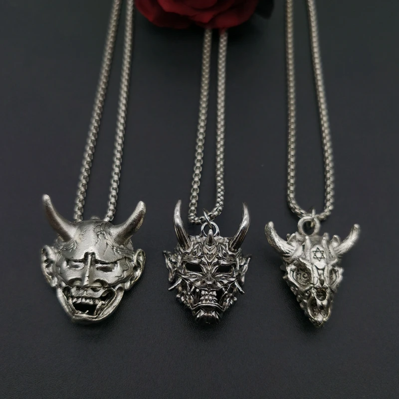 Vintage-Punk-Ghost-Skull-Mask-Pendant-Stainless-Steel-Chain-Necklace ...