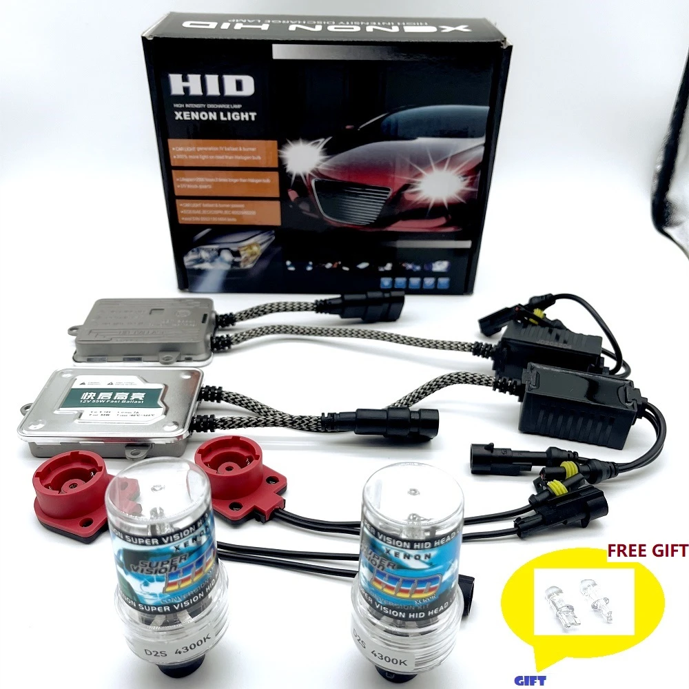 55w Full Ac Hid Xenon Kit Ballast + Lamp + Harness Wire D2 D2c D2s D2r Car Light Headlight 4300k ...