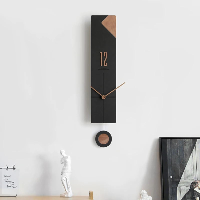 Vertical-Wall-Clock-with-Pendulum-Modern-Design-Home-Art-Minimalist ...