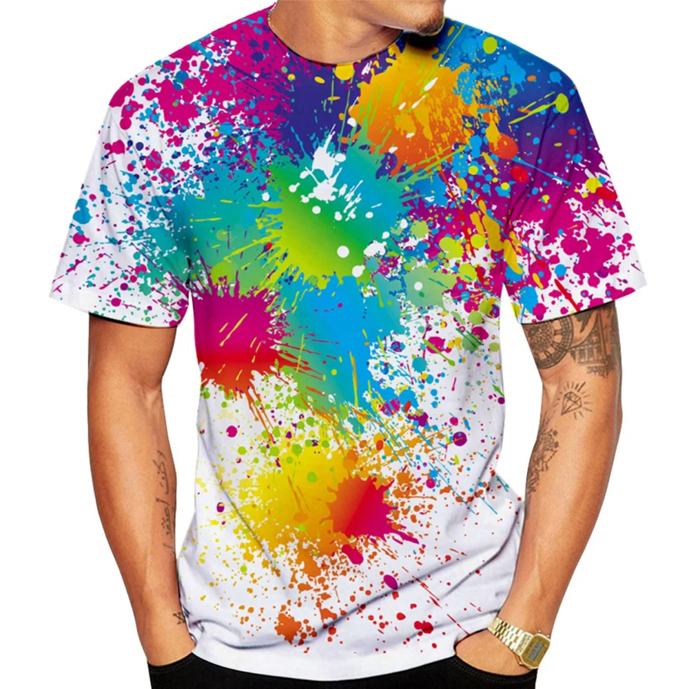 Paint-Splatter-Tie-Dye-T-shirt-3D-Print-Men-Woman-Oversized-Hipster ...