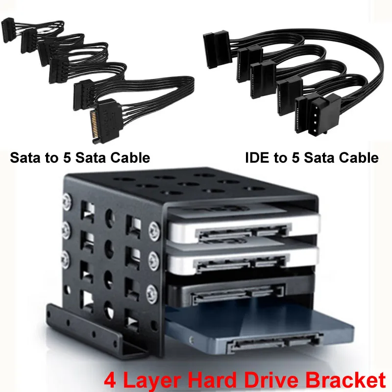 4 WAY 2.5 inch to 3.5 inch SSD Hard Drive Enclosure Caddy Chassis ...