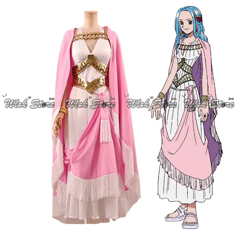 Anime One Piece Cosplay Nefeltari Vivi Prinzessin Elegante Kleider Rosa ...