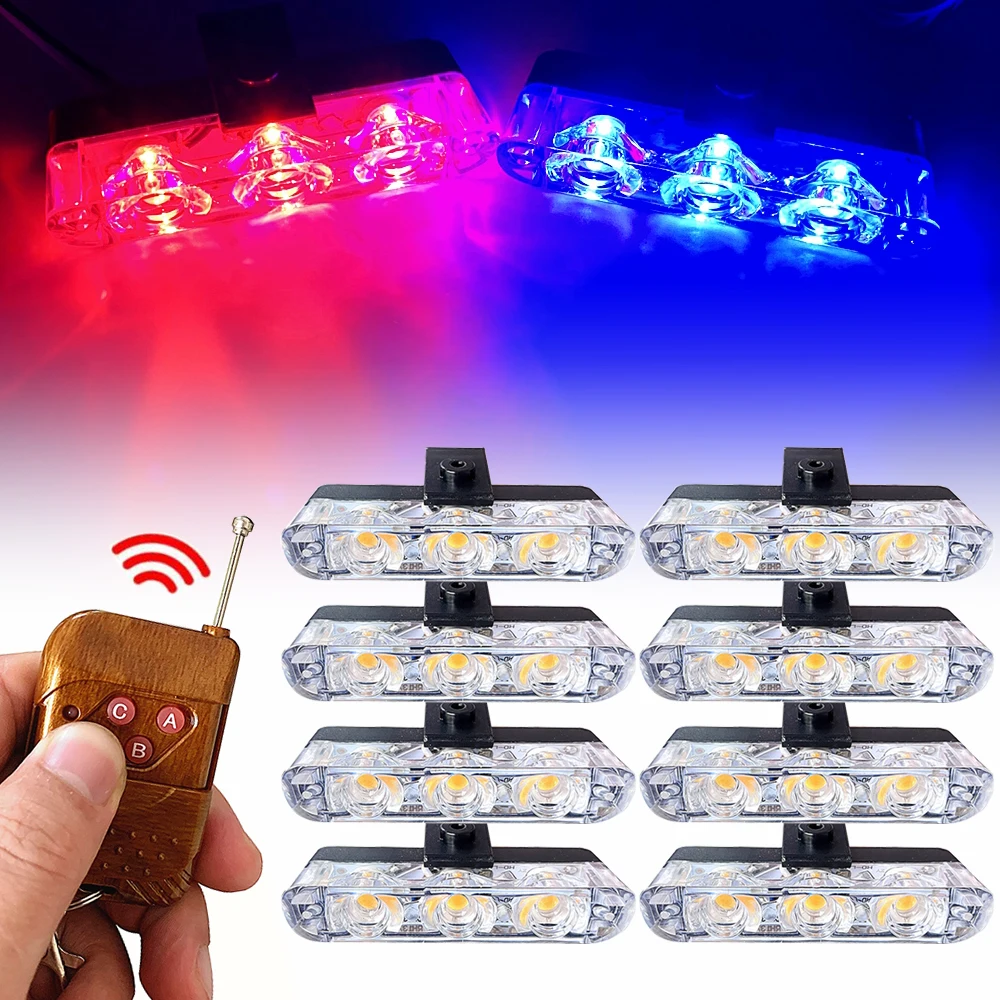 3LED-Car-Grille-Light-Wireless-Remote-Control-Police-Emergency-Strobe ...