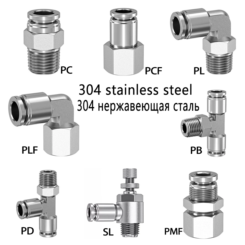 304-Stainless-Steel-Pneumatic-Quick-Connector-PC-PCF-PL-PLF-PB-PD-SL ...