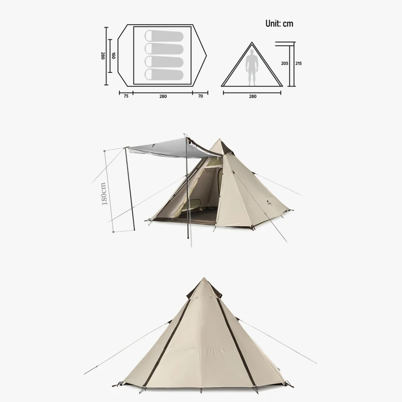 Naturehike Ranch Pyramid Tent Hexagonal Pyramid Tent Igloo Tent Outdoor ...