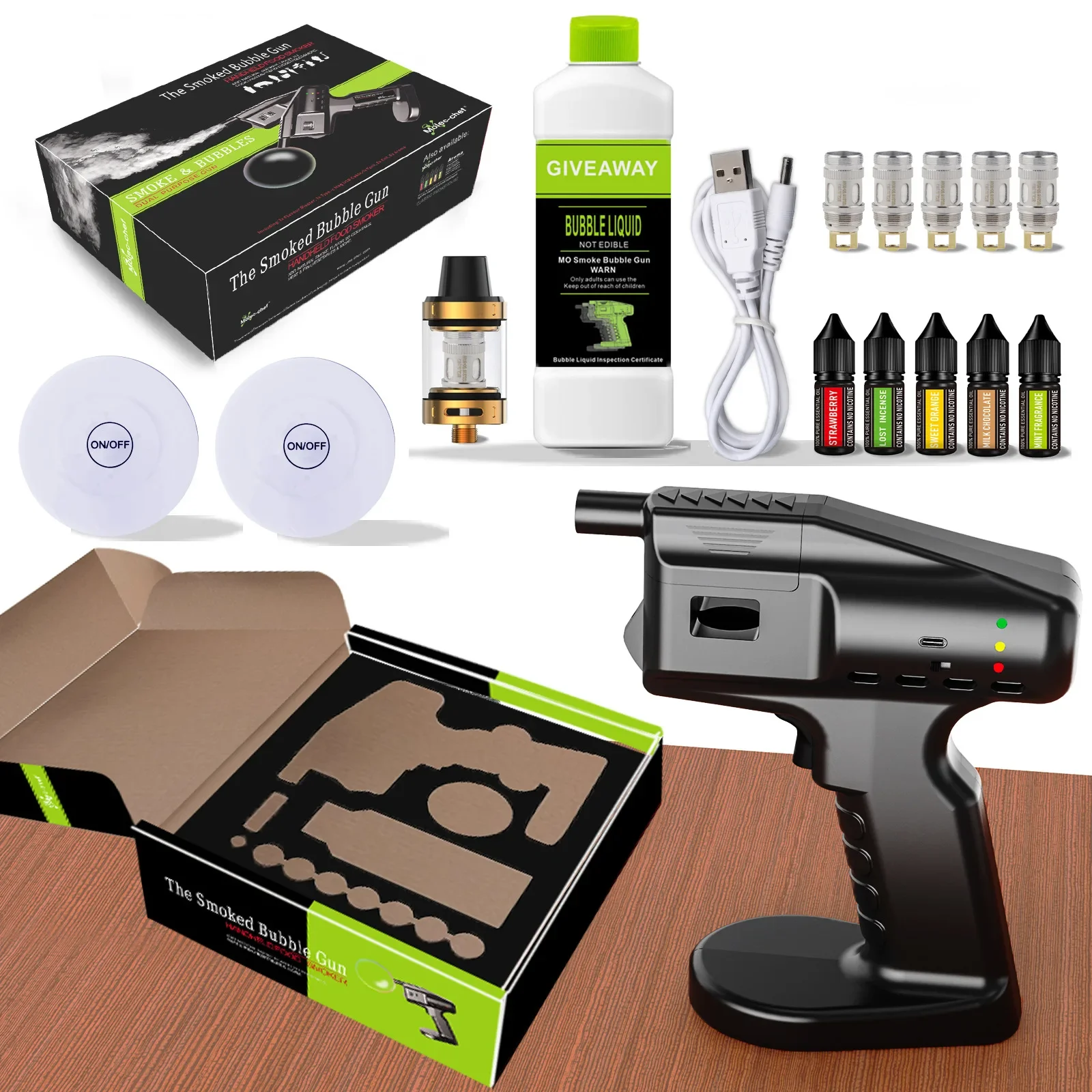 Electric-USB-Flavour-Blaster-Flavor-Smoke-Gun-Bubble-Gun-Kit-Machine ...