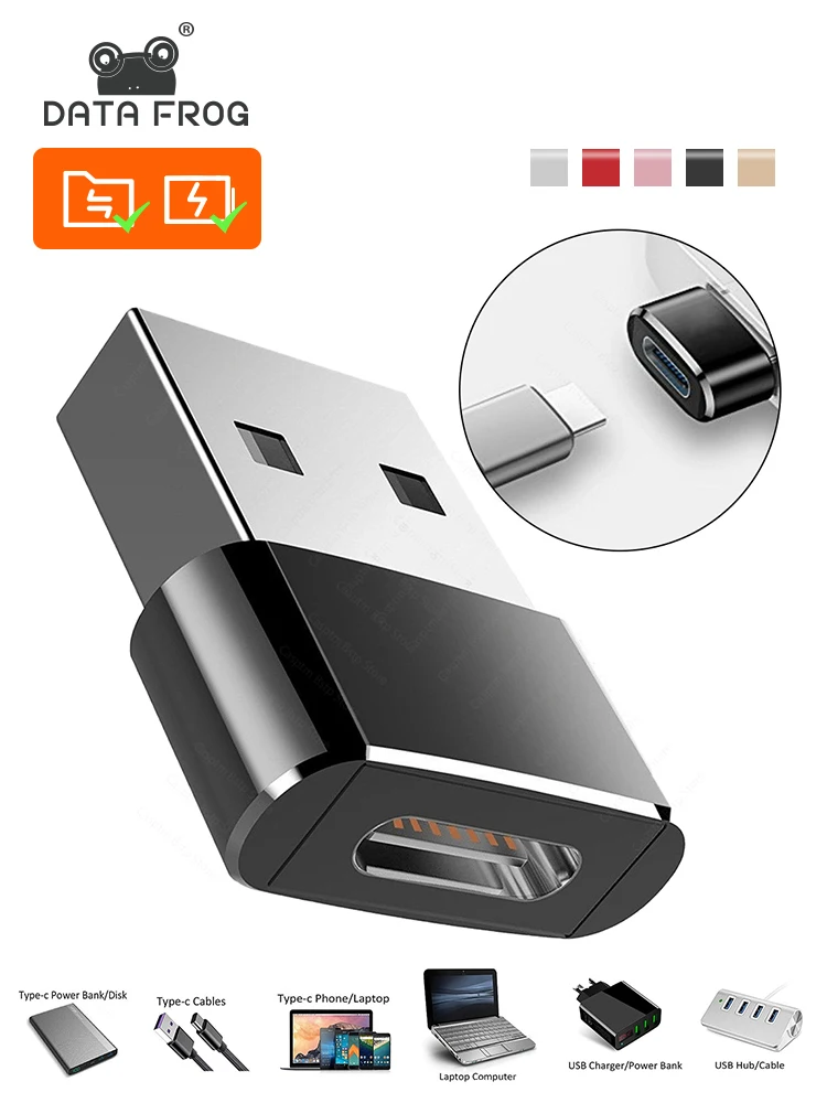 DATA FROG USB C Female to USB A Male Converter Metal USB Type C OTG ...