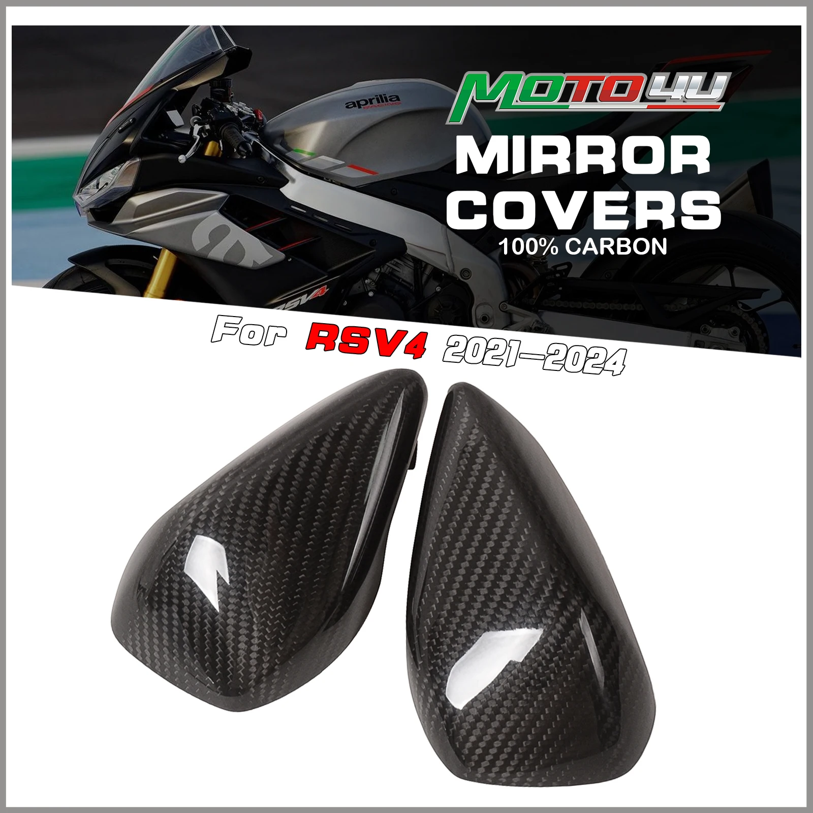 For Aprilia RSV4 2021 2022 2023 2024 Carbon Fiber Mirror Cover ...