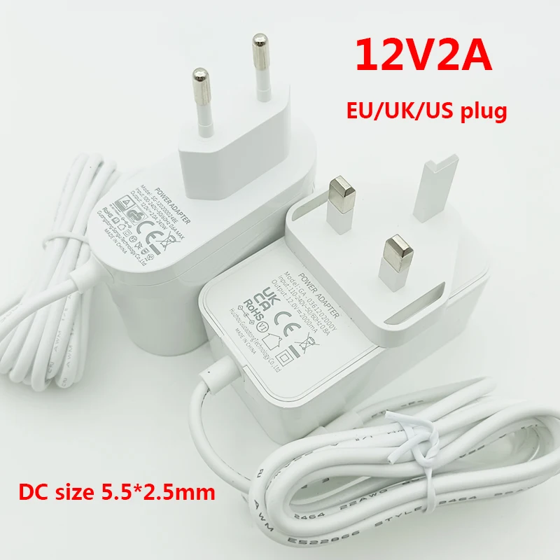 12v Power Supply White 12v 2amp Power Supply UK EU US Plug 12v 2a ...