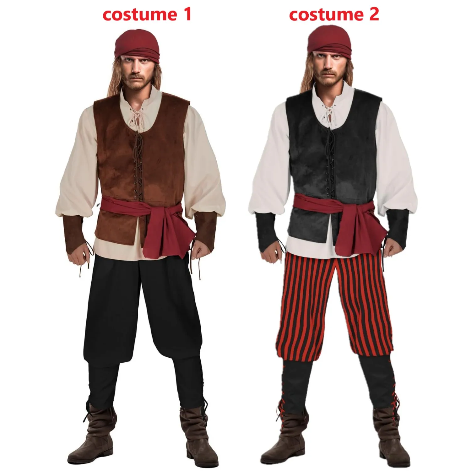 Pirate Costumes for Men Adult Halloween Male Captain Jack Sparrow ...