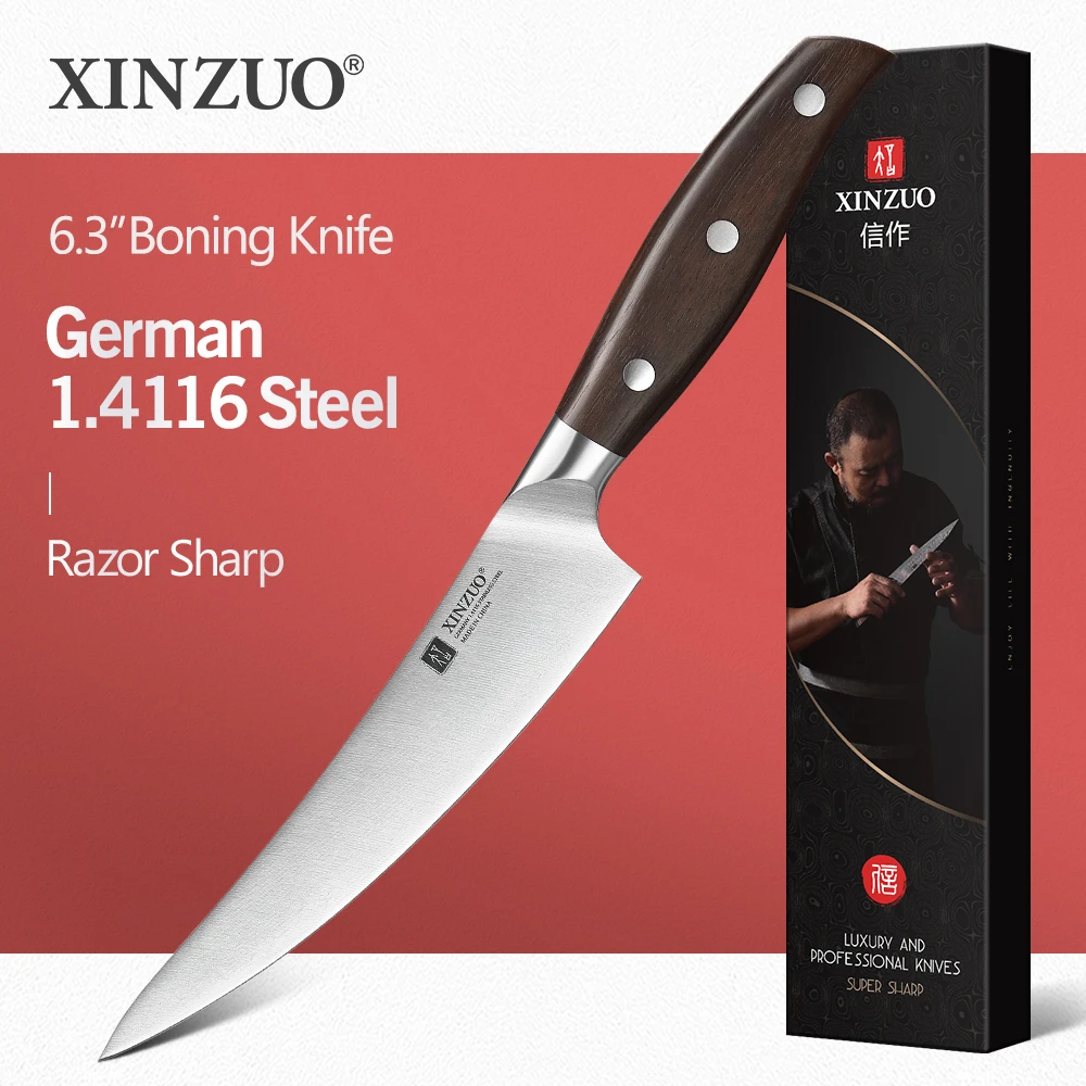 XINZUO 6.3 Inch Boning Fish Fillet Knife Forged Steel Chef Curved ...