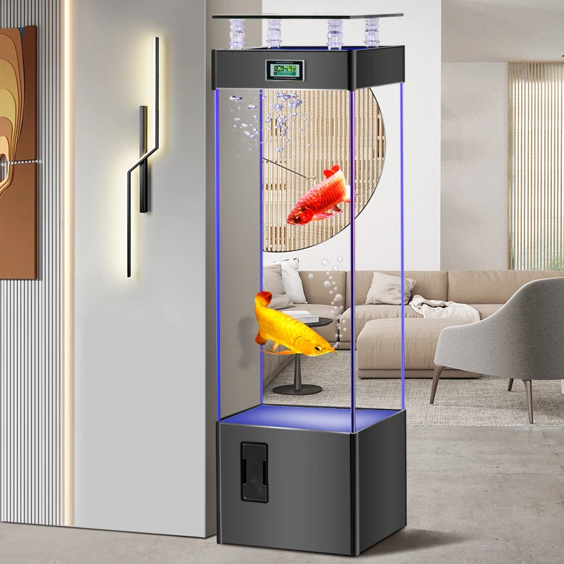 Fish Tank Cabinet Landscape Living Room Vertical Fish Tank Glass ...