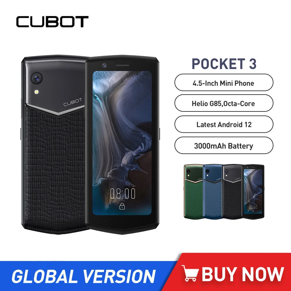 Cubot Pocket 3 Mini Smartphone 4.5Inch Helio G85 Octa-Core 4GB+64GB 20MP Camera Dual SIM Small ...